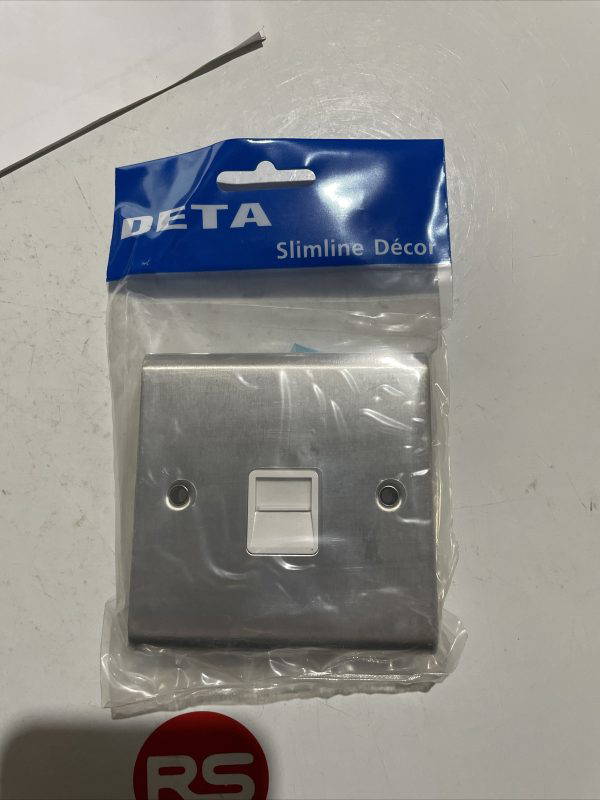 Deta SD1352SSW telephone socket stainless steel/white | RS Distribution